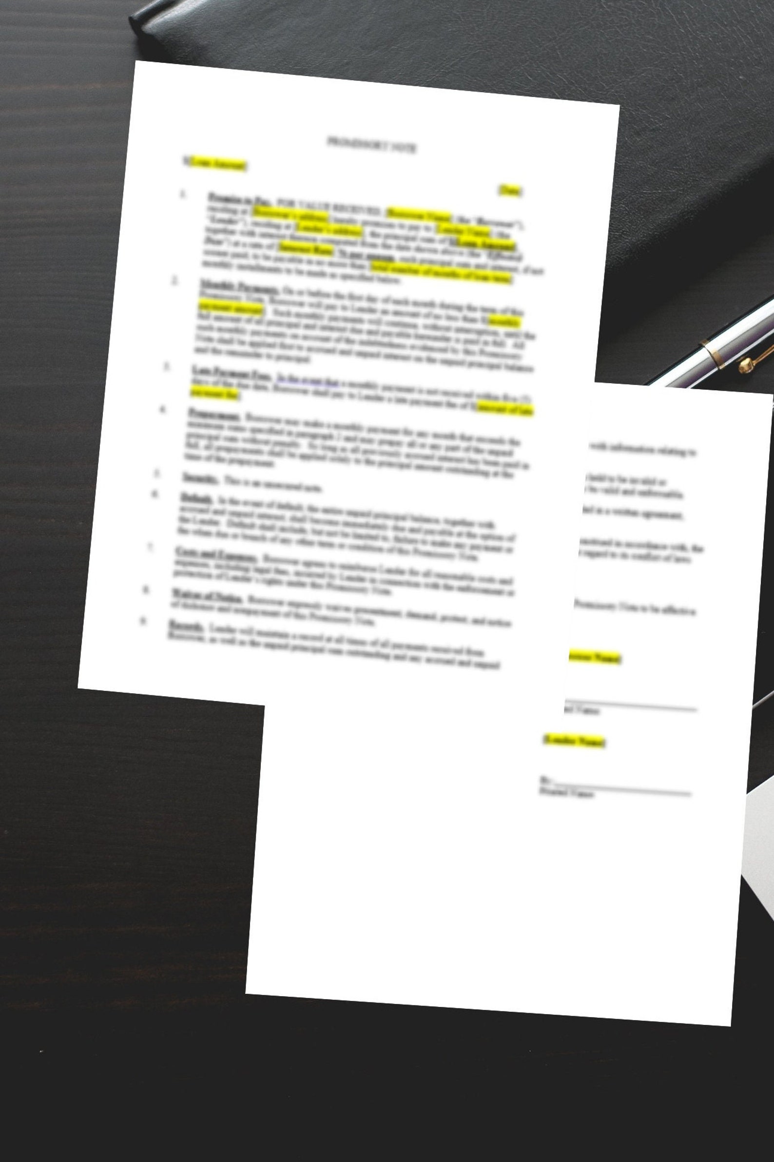 Promissory Note Template - Etsy