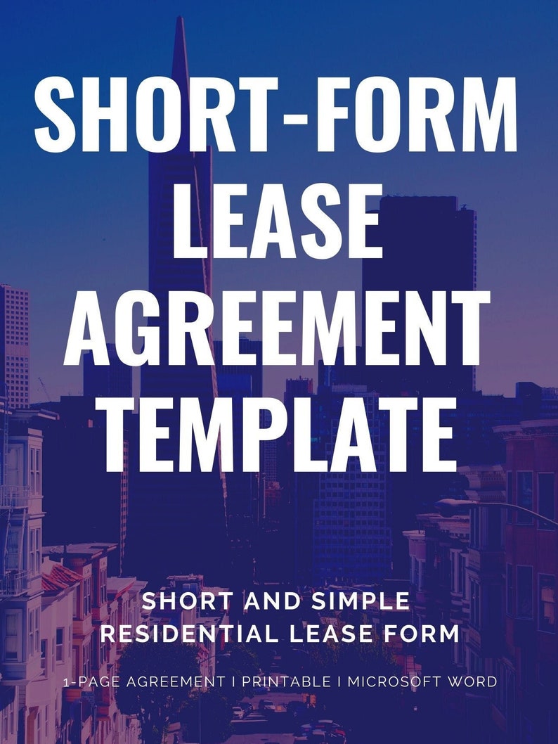 Short Form Residential Lease Agreement Template - Etsy