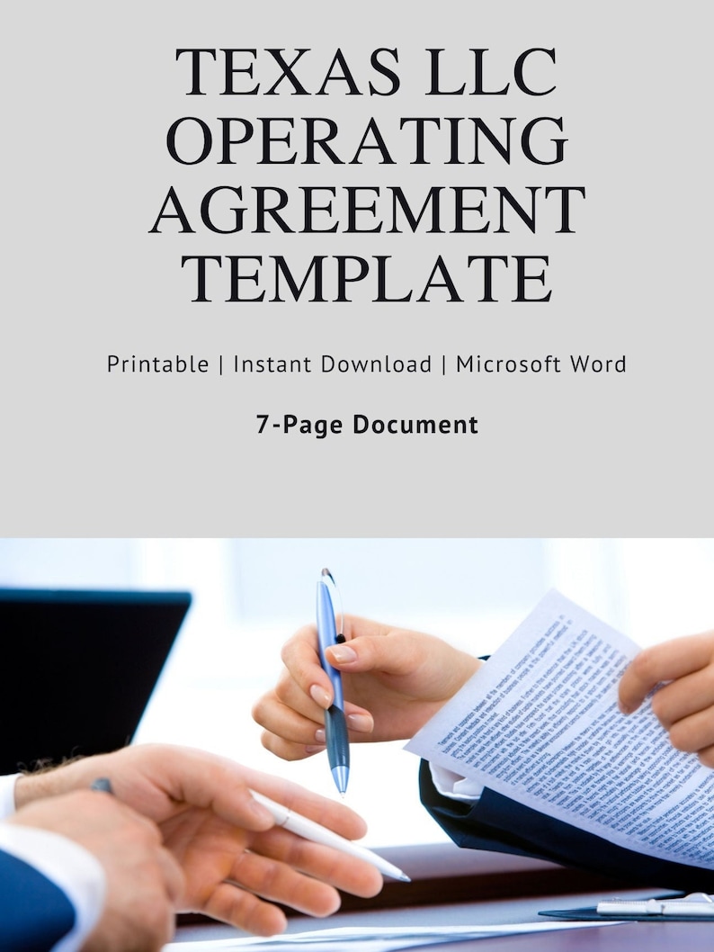 Texas LLC Operating Agreement Template - Etsy