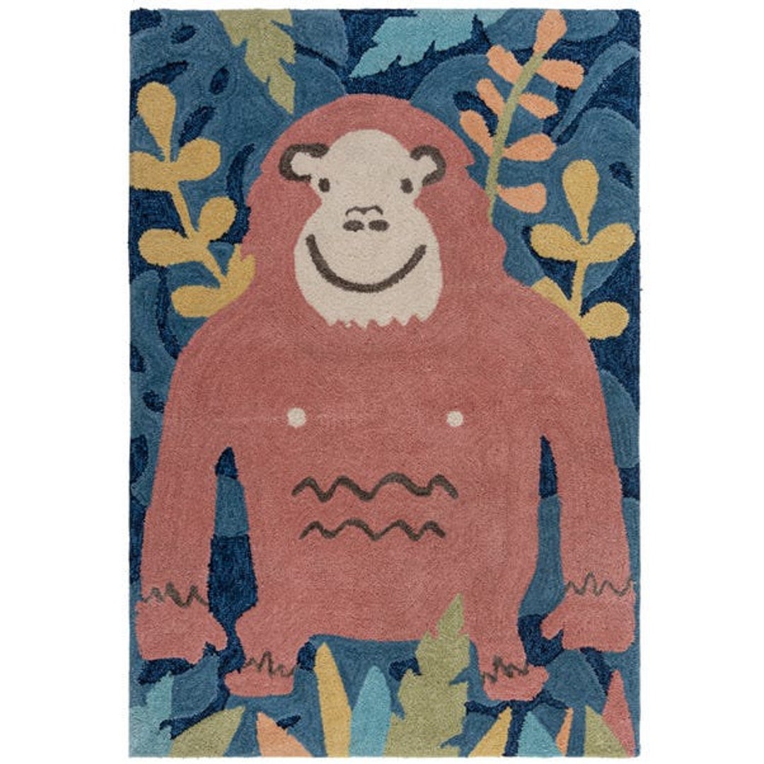 Luxury Kids Hand Tufted Rug, Monkey Kids Rug, Monkey Print Kids Woolen ...