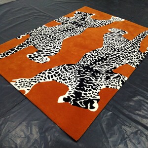 Luxury Leopard Rug,hand Tufted Rug.leopard Print Rug. Orange Rug,kids ...