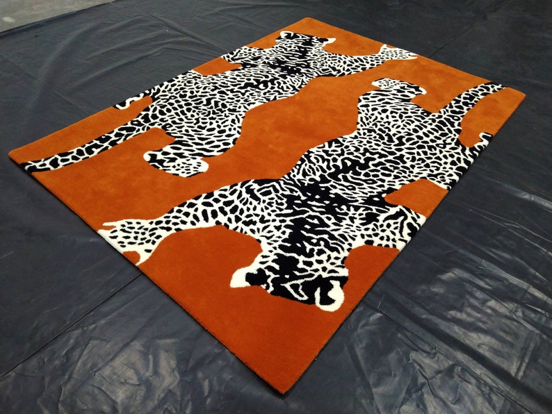 Luxury Leopard Rug,hand Tufted Rug.leopard Print Rug. Orange Rug,kids ...