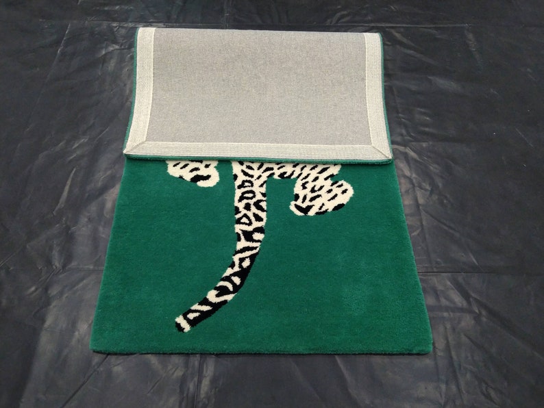Luxury Leopard Rug,hand Tufted Rug.leopard Print Rug. Green Rug,kids ...