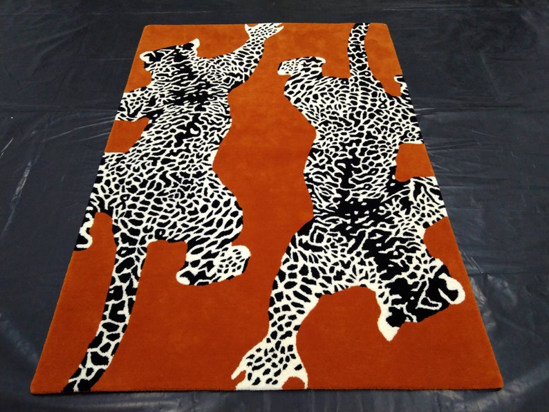 Luxury Leopard Rug,hand Tufted Rug.leopard Print Rug. Orange Rug,kids ...
