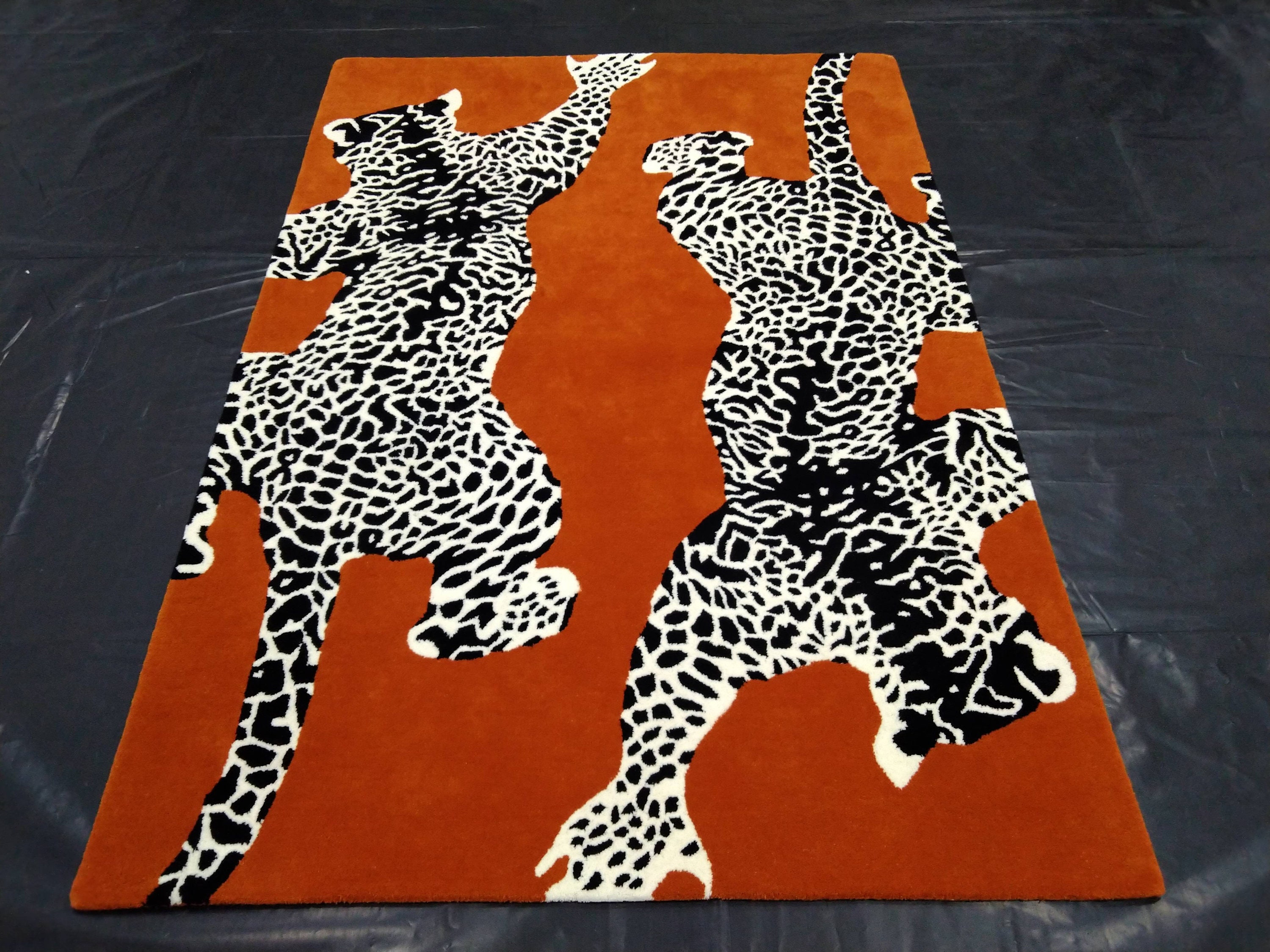 Luxury Leopard Rug,hand Tufted Rug.leopard Print Rug. Orange Rug,kids ...
