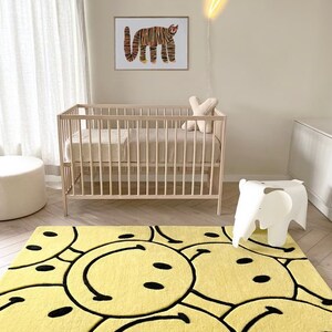 Luxury Kids Hand Tufted Rug, Smiley Face Rugs, Kids Rug, Face Print ...