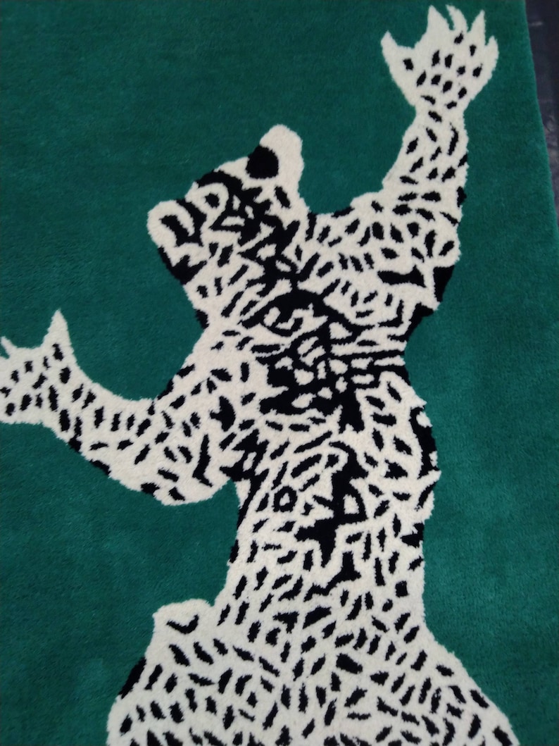 Luxury Leopard Rug,hand Tufted Rug.leopard Print Rug. Green Rug,kids ...