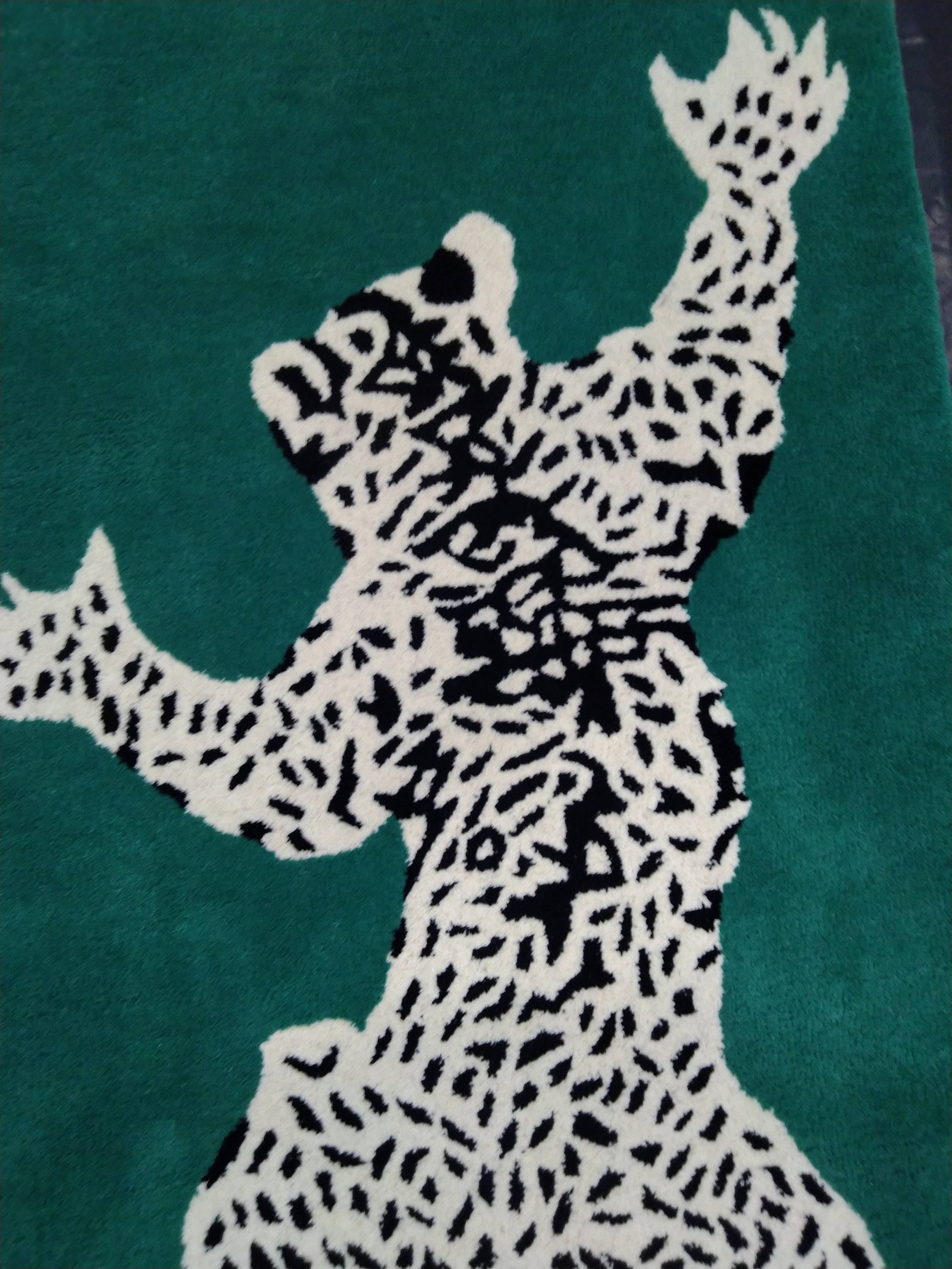 Luxury Leopard Rug,hand Tufted Rug.leopard Print Rug. Green Rug,kids ...