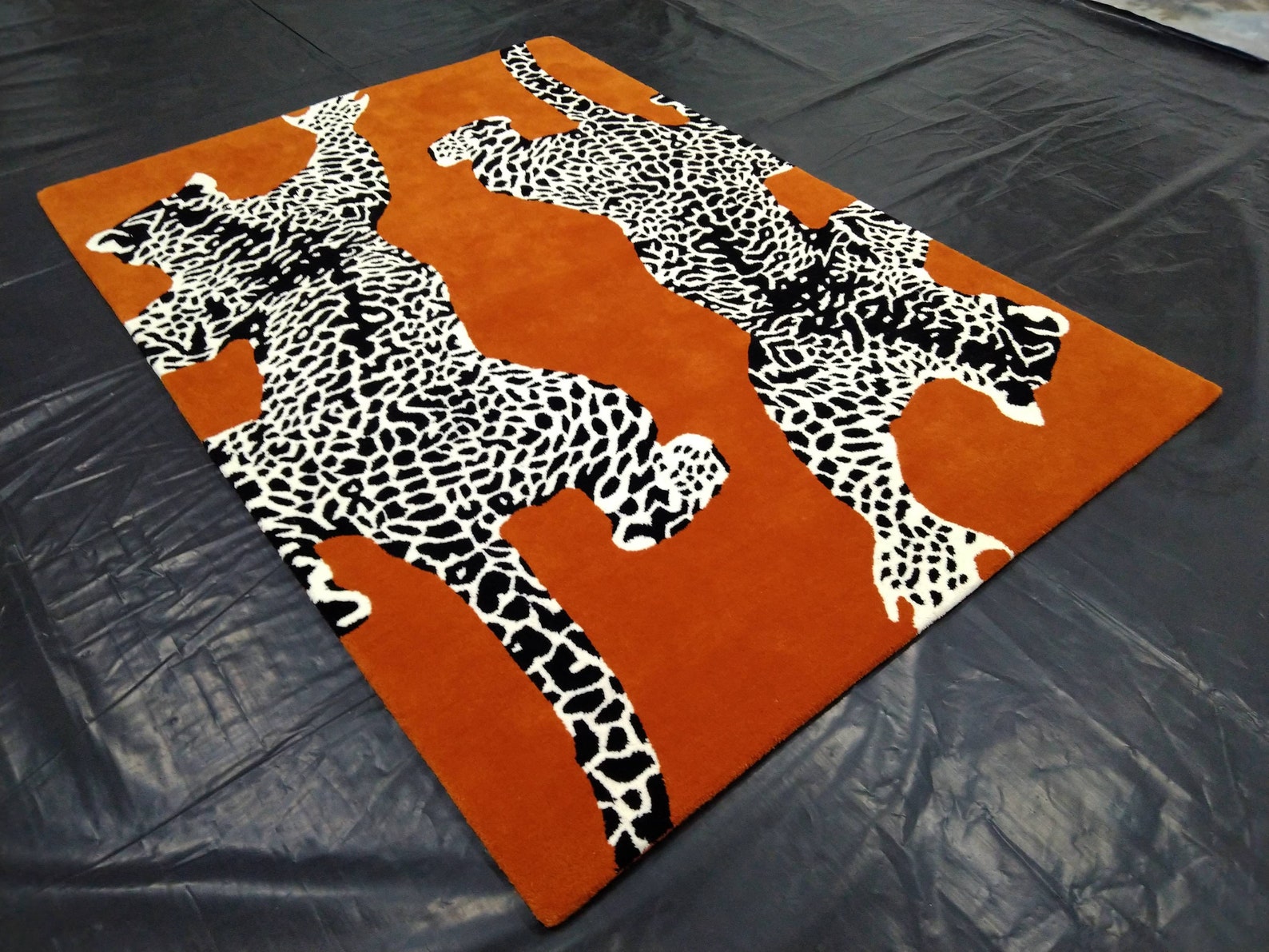 Luxury Leopard Rug,hand Tufted Rug.leopard Print Rug. Orange Rug,kids ...