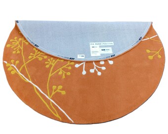 Luxury Floral Round Hand Tufted Rug,loop-cut Pile Rug,wool Round Rug ...