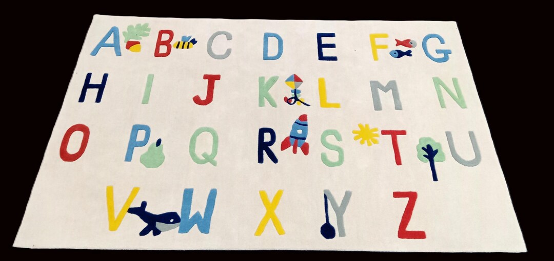 Alphabet Kids Hand Tufted Rug, Kids Alphabet Rug, Kids Rug, ABCD Print ...