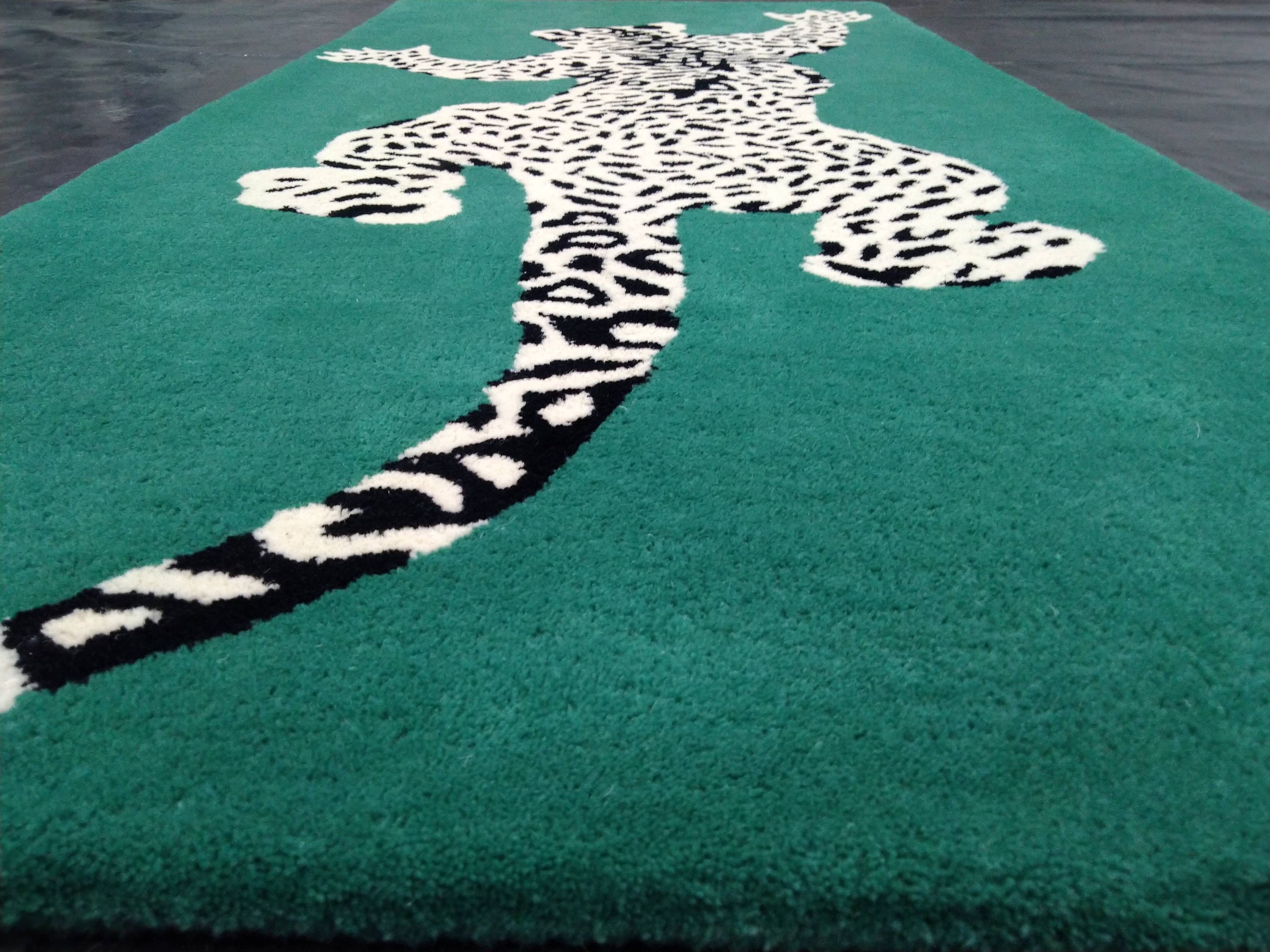 Luxury Leopard Rug,hand Tufted Rug.leopard Print Rug. Green Rug,kids ...