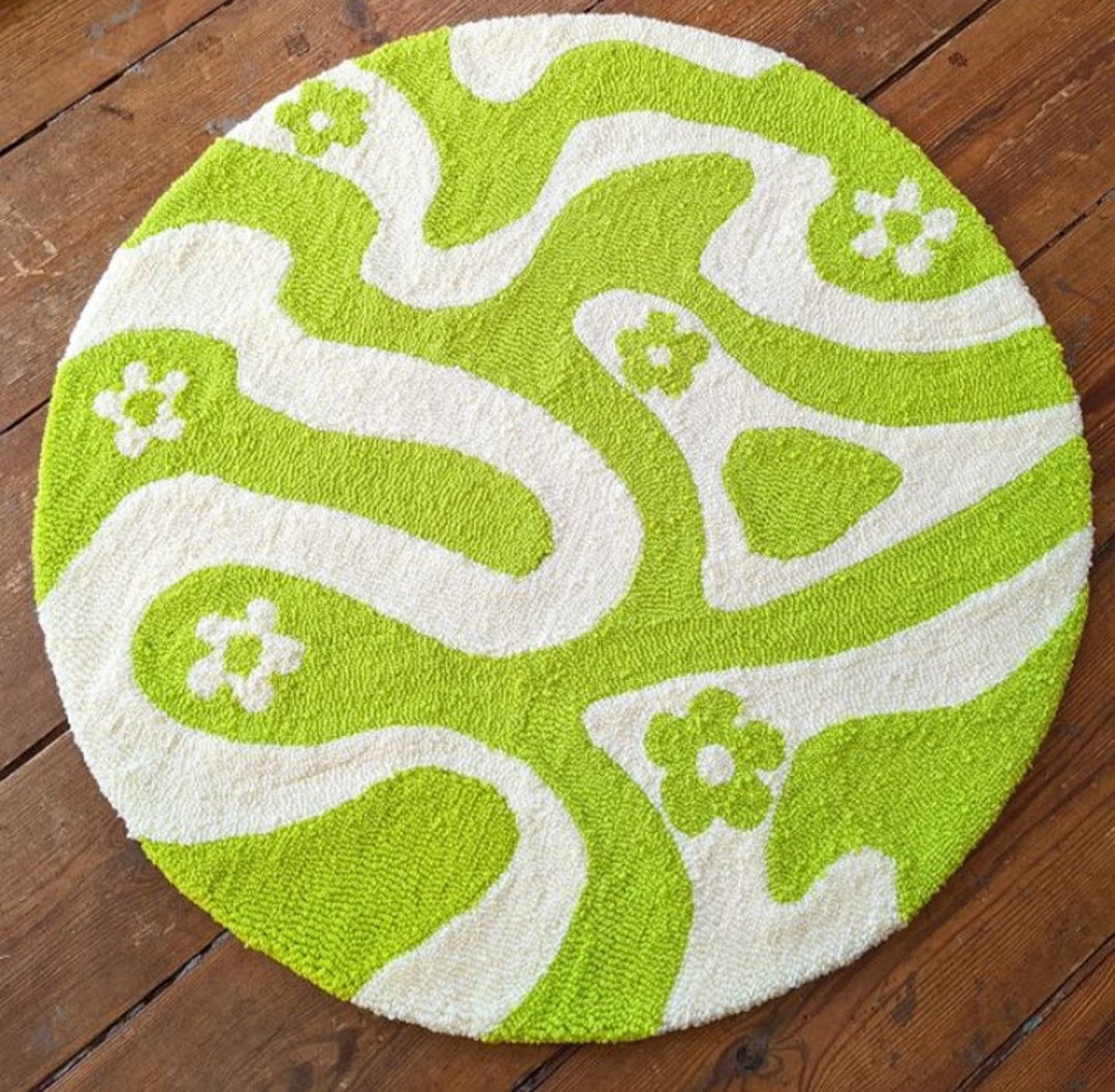 Luxury Round Handtufted Rug, All Loop Pile Rug, Wool Round Rug, Woolen ...