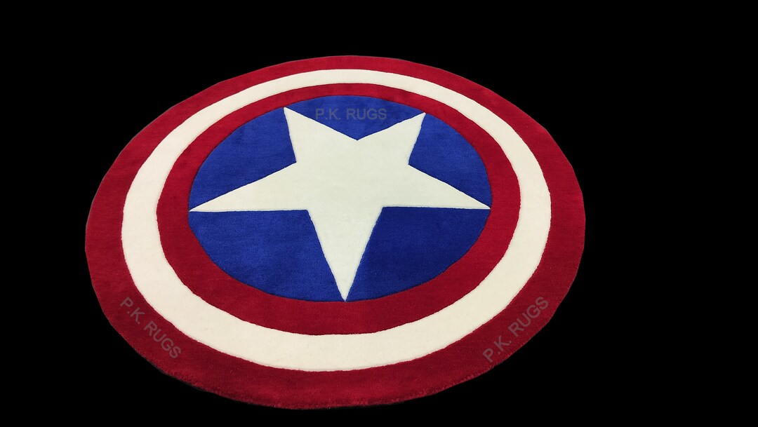 Captain America Shield Rug,hand Tufted Rug,all Cut Pile Rug,wool Round ...