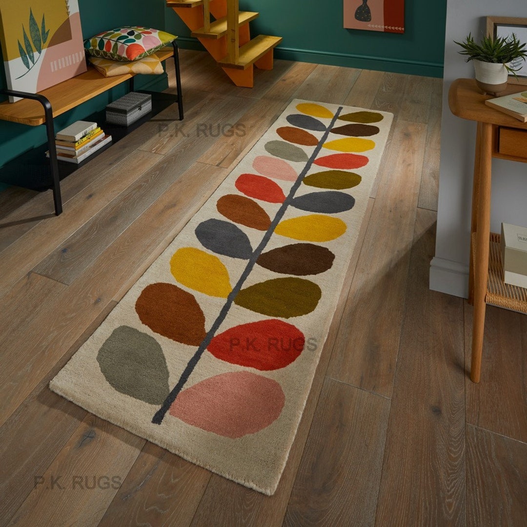 Orla Kiely Runner Rug,luxury Modern Runner Rug,hand Tufted Rug. Beige ...