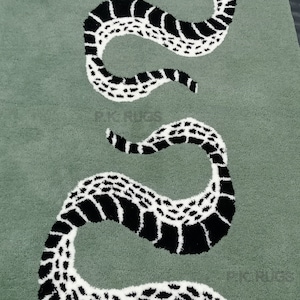 Green Double Snake Hand Tufted Runner Rug,beautiful Snake Runner Rug ...