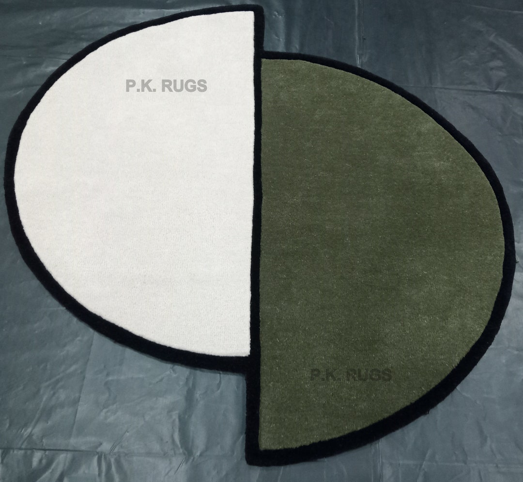 Green Shaped Round Hand Tufted Rug, Cut Pile Rug,wool Round Rug ...