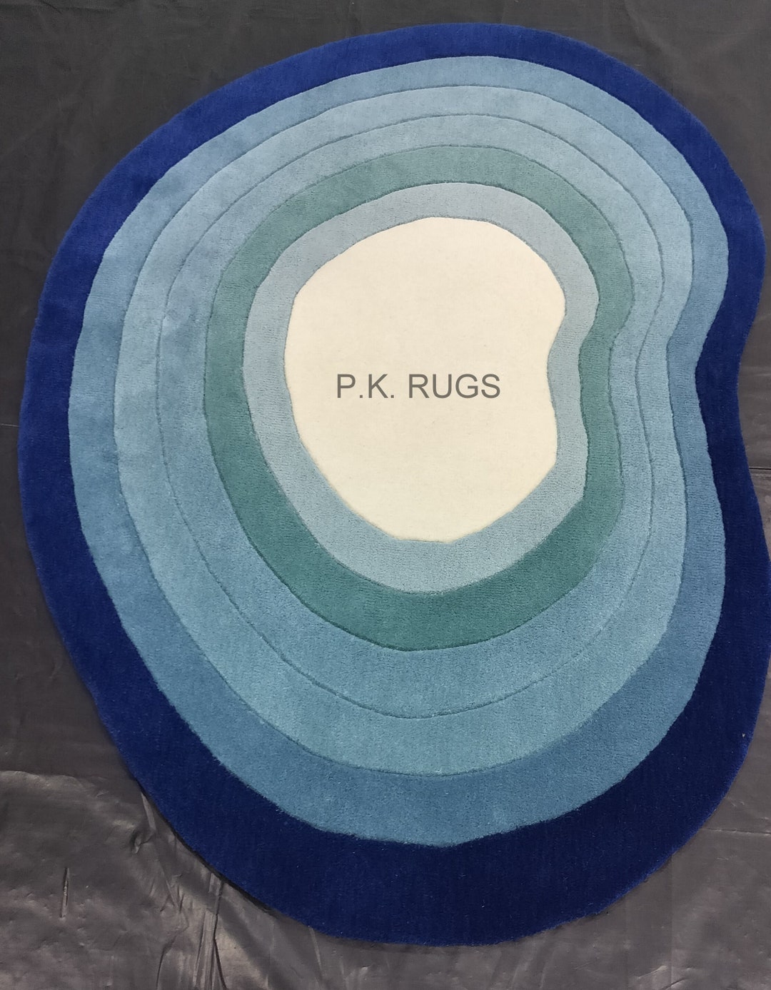 Multi Color Oval Shaped Irregular Rug,unique Shaped Rug,wool Cut Pile ...