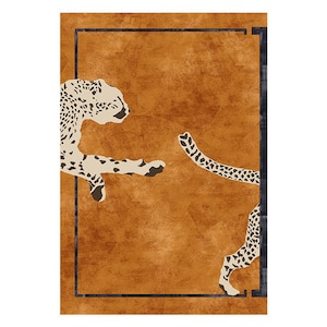 Luxury Leopard Rug,hand Tufted Rug.leopard Print Rug. Running Leopard ...