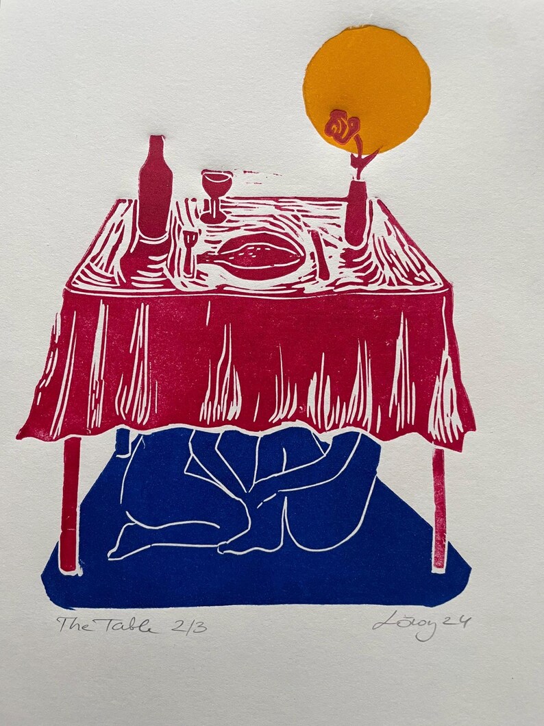 The Table is a Handmade Linocut Print. - Etsy