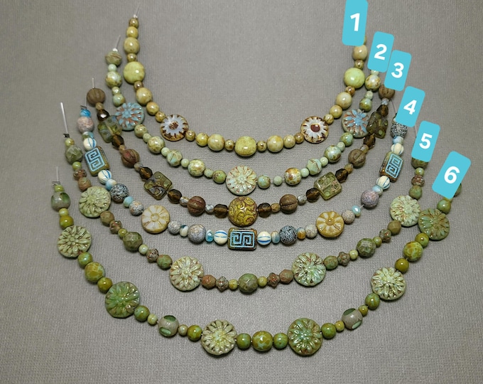 Green Picasso Mix Czech Glass Beads Strand - Assorted Curated Czech ...