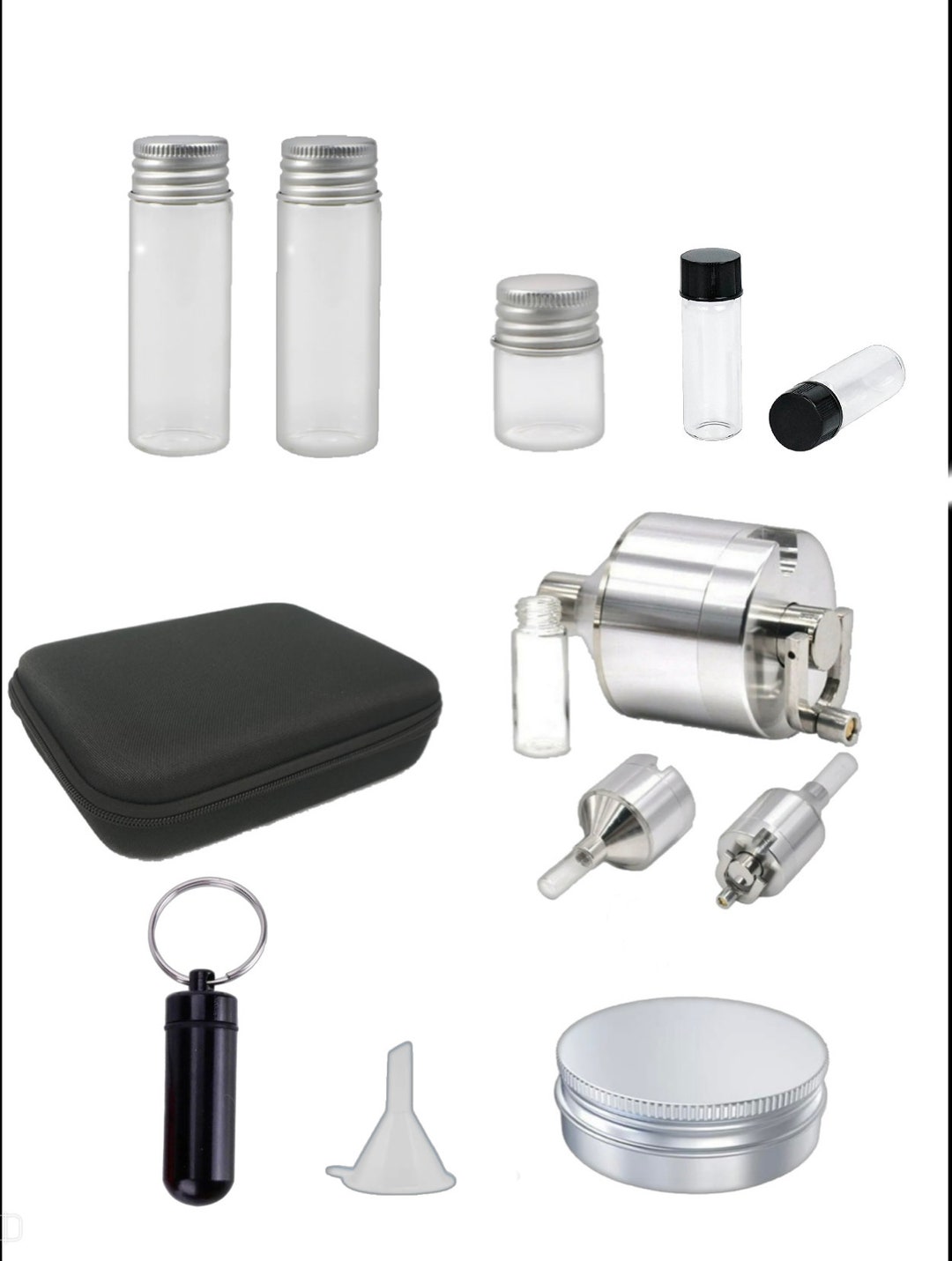 Glass Vial Spice/herb/tobaccokit Metal Very Fine Grinder Funnel ...