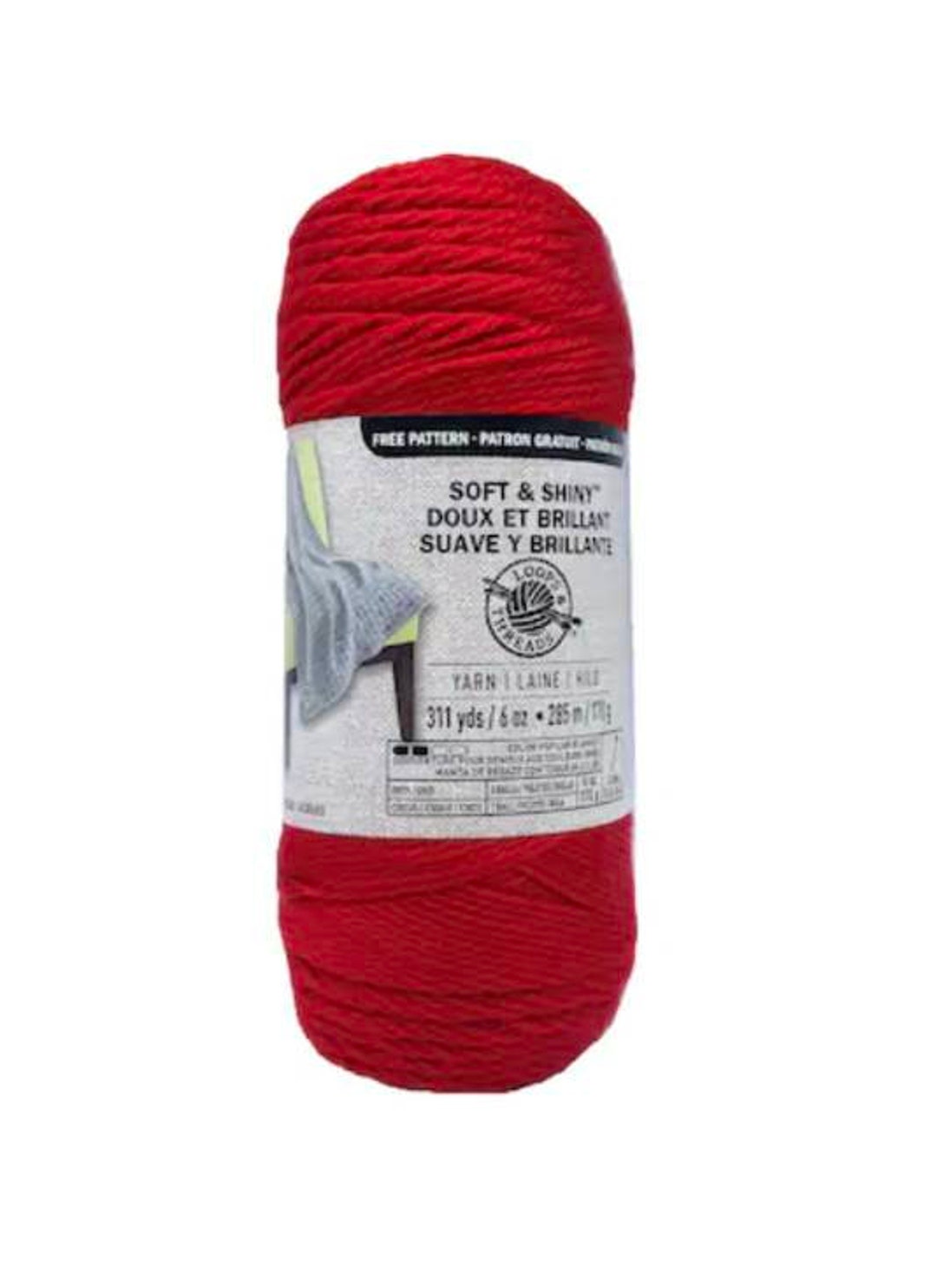 Soft and Shiny Yarn, Color Red, 311 Yards, Loops and Threads, Soft ...