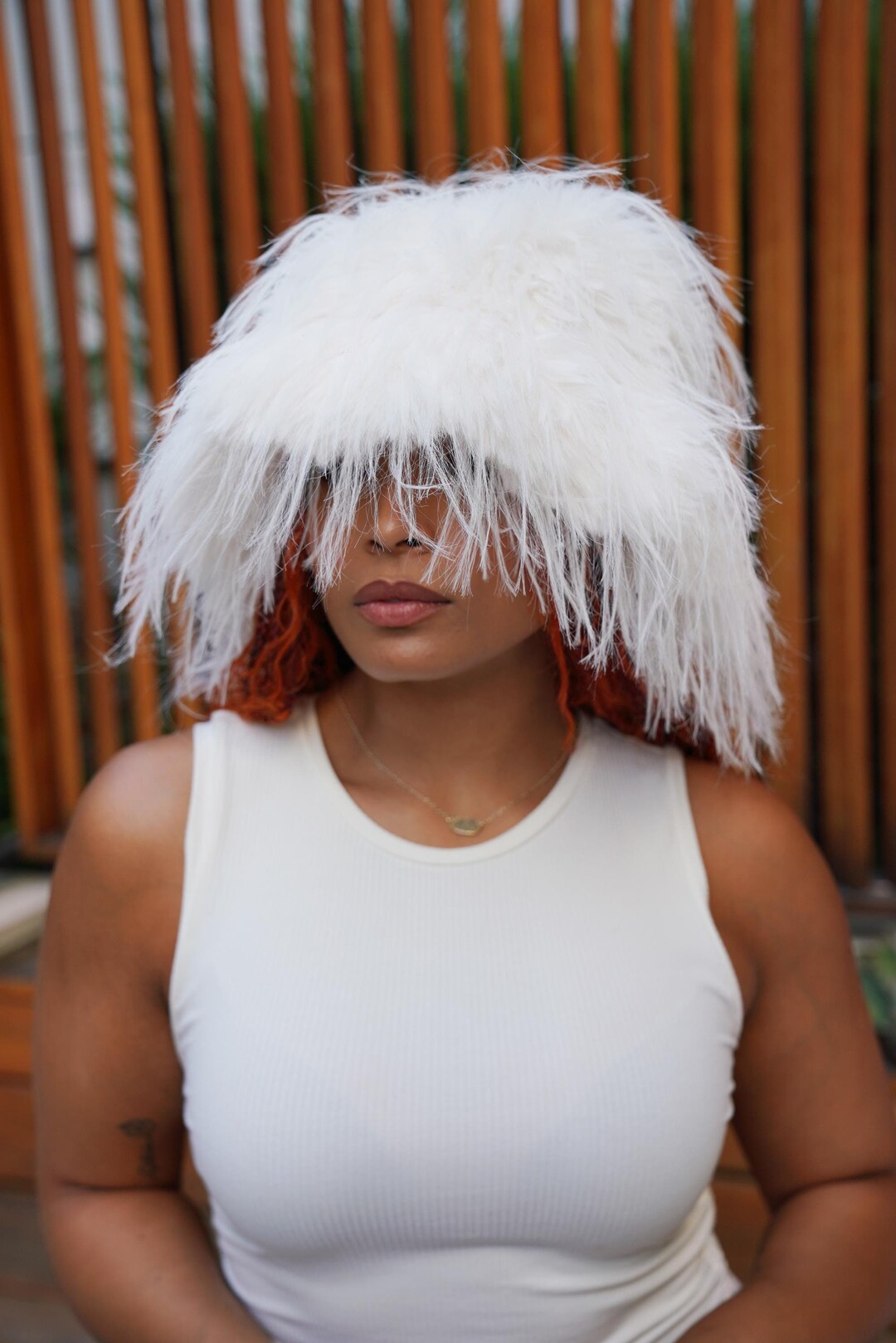 Faux Fur White Bucket Hat Incredibly Soft Fur Fluffy Fuzzy Bucket Hat ...