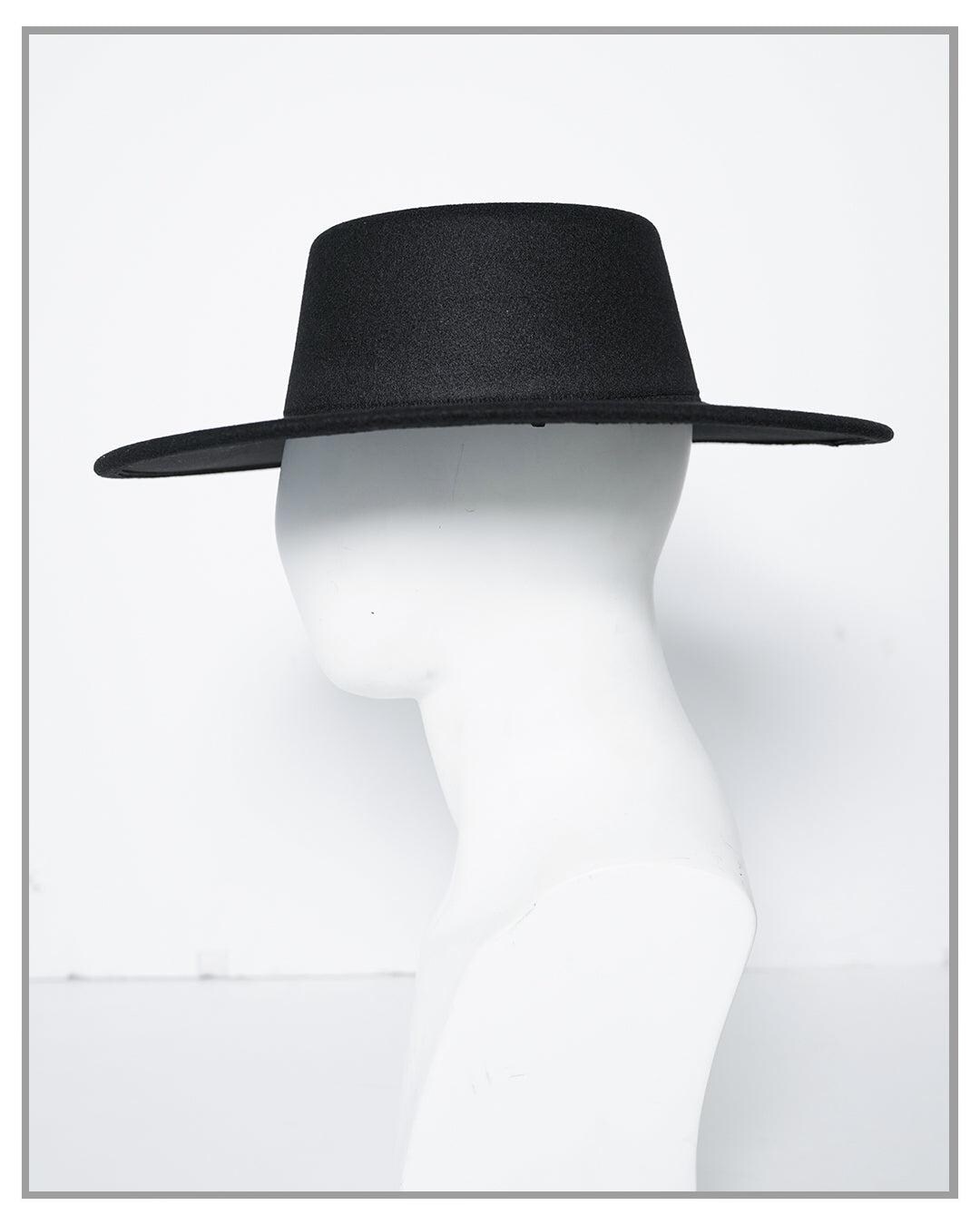 Classic Black Boater Hat, Big Wide Brim Fedora Hats for Women Men ...