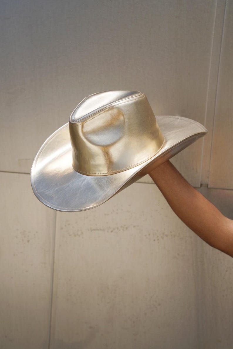 Metallic Gold Cowboy Hat, Trendy Fedora Hats for Men & Women Wide Brim ...