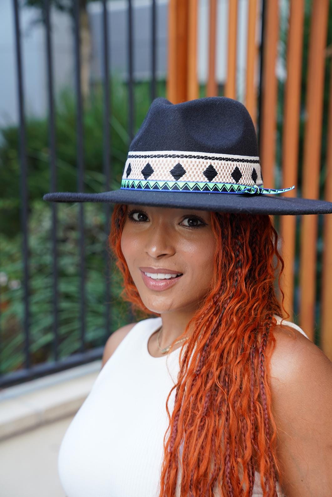 Black Val Diamond Fedora Hat With Band Details, Big Wide Brim Fedora ...