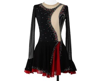 RED Customized Dress/ Costume/ Figure Skating/ Ice Dance/ Ice Skate ...
