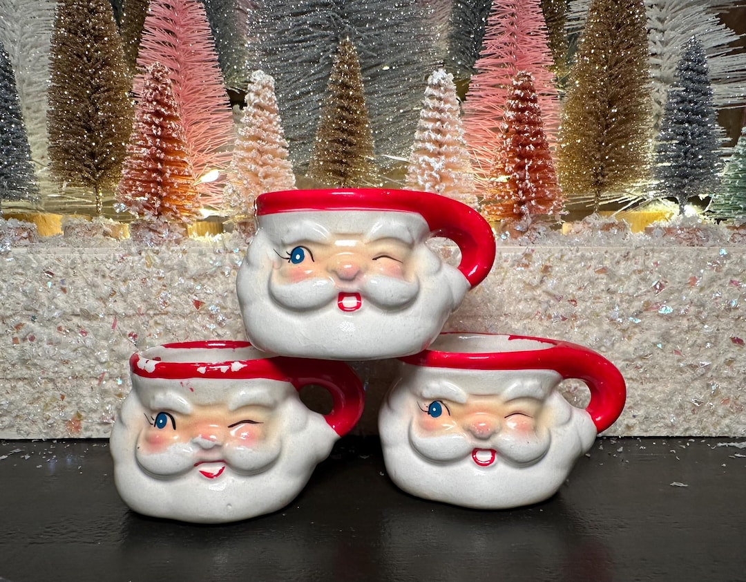 Vintage Holt Howard Santa Mini Mug Set, Holt Howard, Santa Mugs Set ...