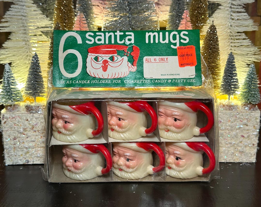Vintage Santa Mini Mug Set, Santa Mugs Set, Vintage Christmas ...