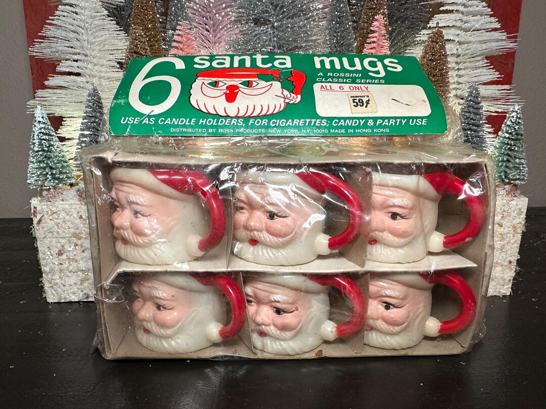 Vintage Santa Mini Mug Set, Santa Mugs Set, Vintage Christmas ...