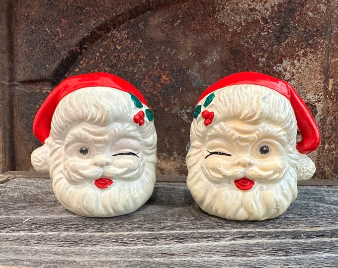 Rare Vintage Winking Lenticular Eye Santa Mugs japan Set of Two ...