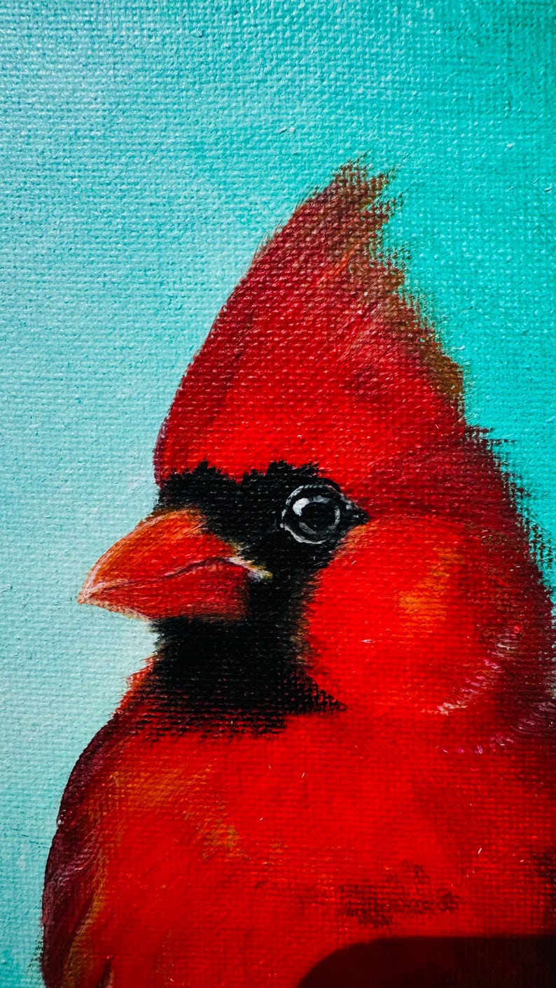 Original Hand-painted Acrylic Painting "red Cardinal", Bird Painting ...