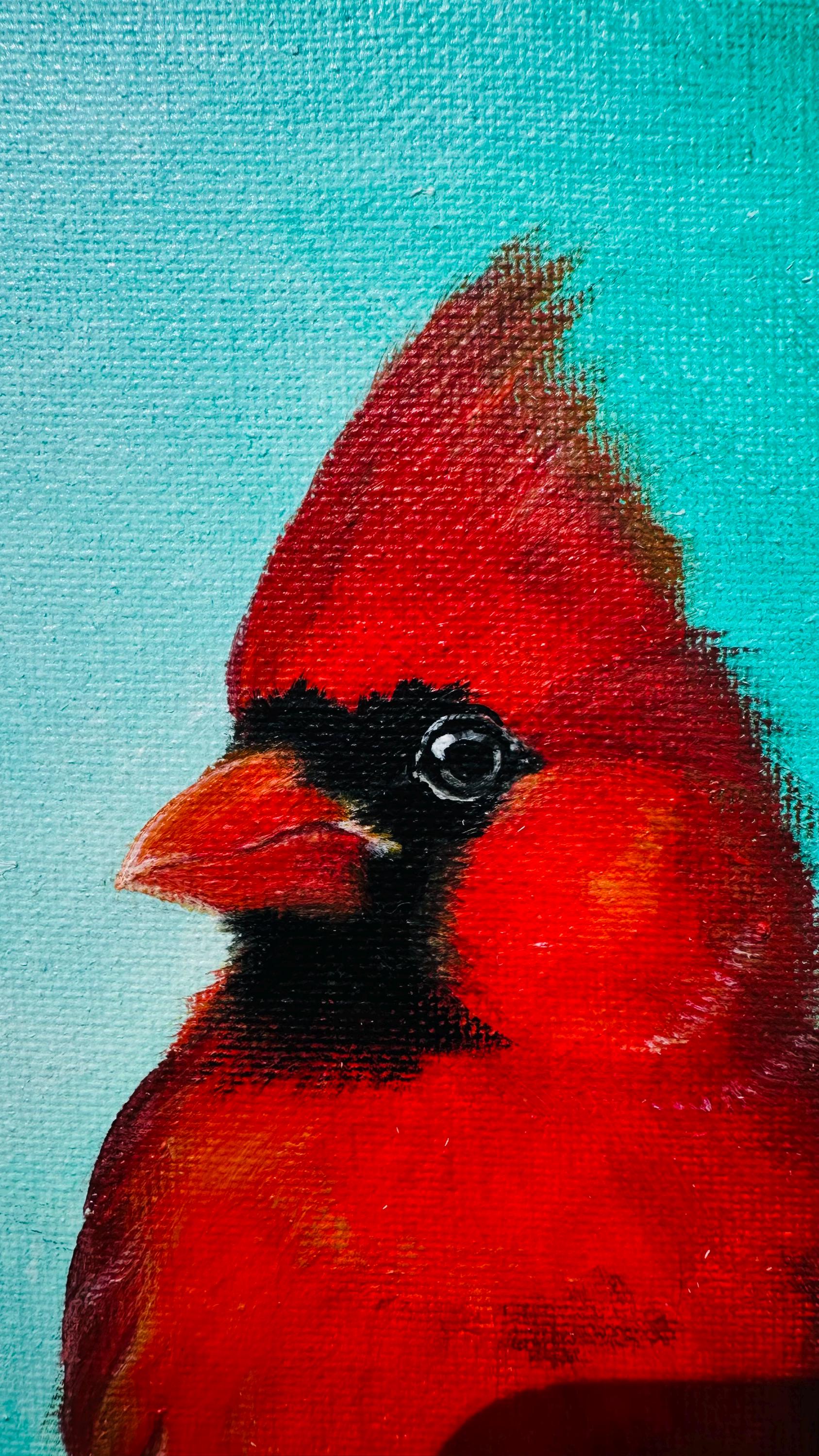 Original Hand-painted Acrylic Painting "red Cardinal", Bird Painting ...