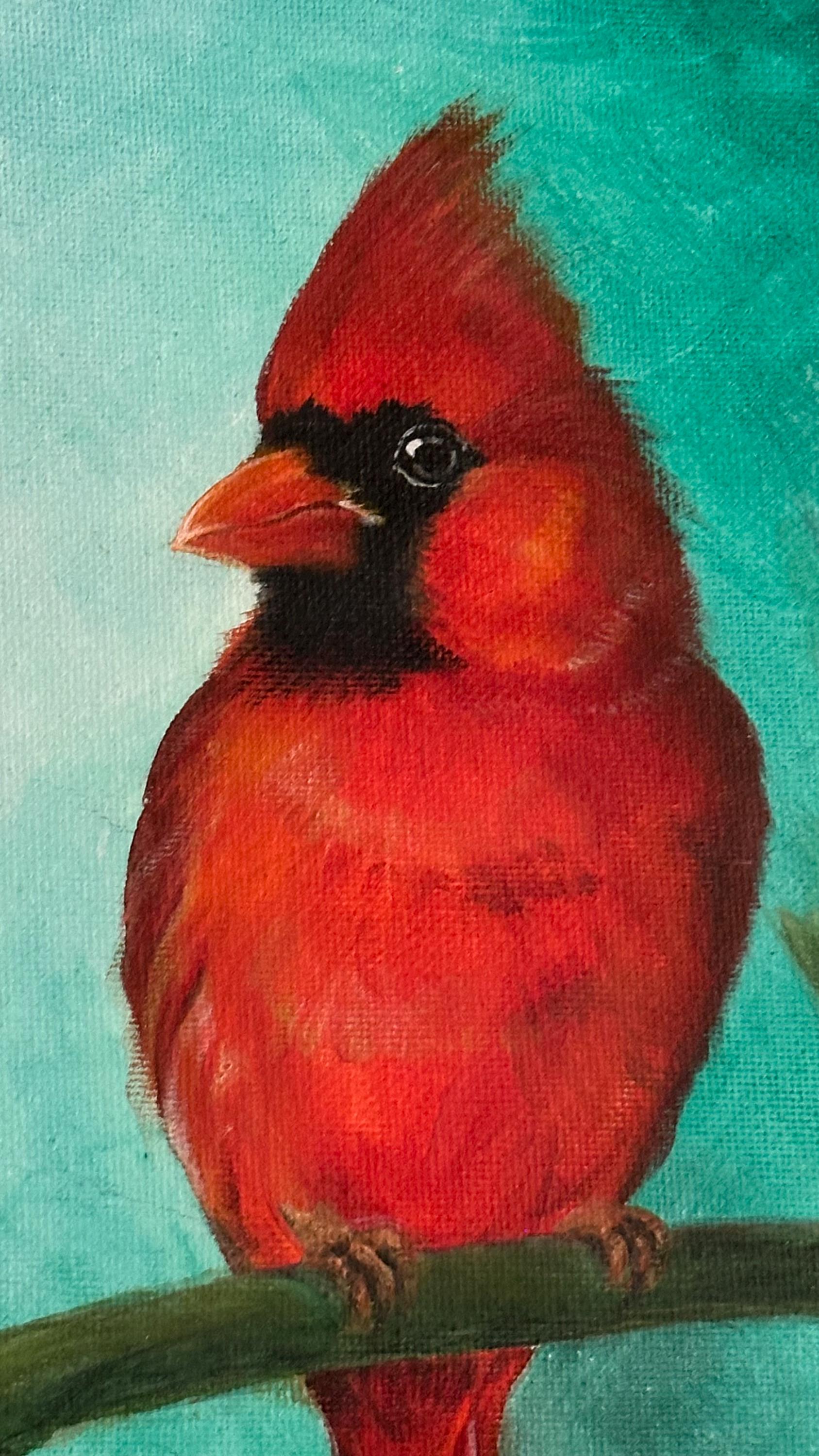 Original Hand-painted Acrylic Painting "red Cardinal", Bird Painting ...