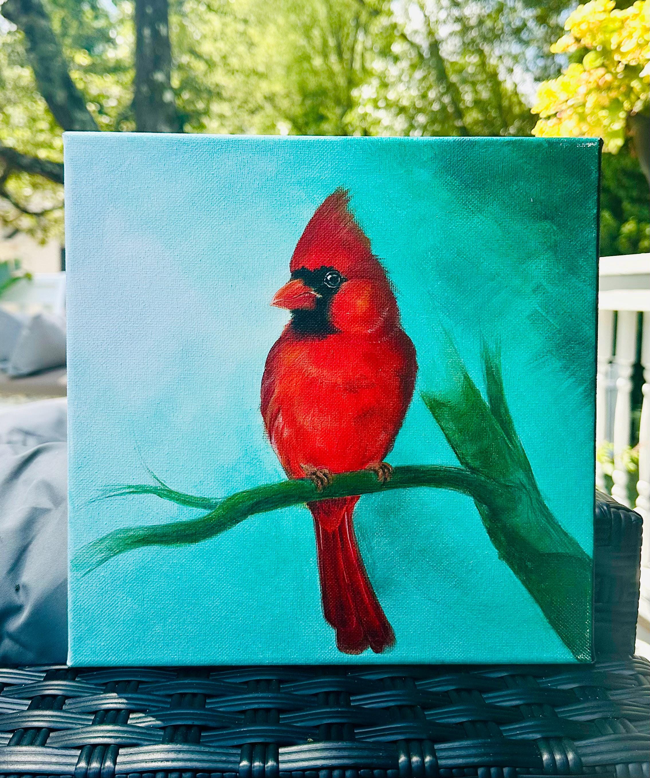 Original Hand-painted Acrylic Painting "red Cardinal", Bird Painting ...