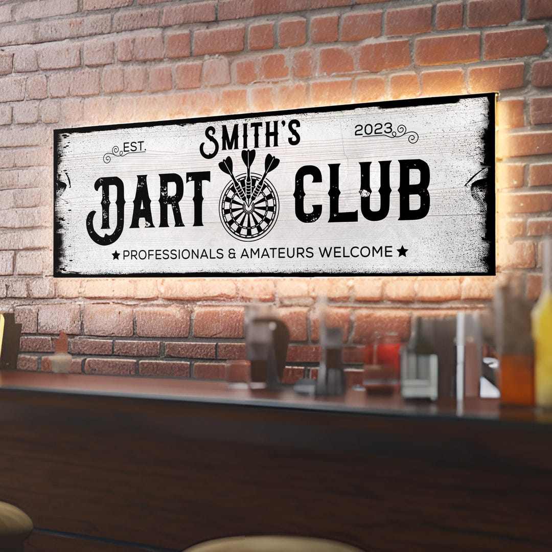 Personalized Dart Club Sign, Family Dart Dive Sign, Game Decor Sign ...