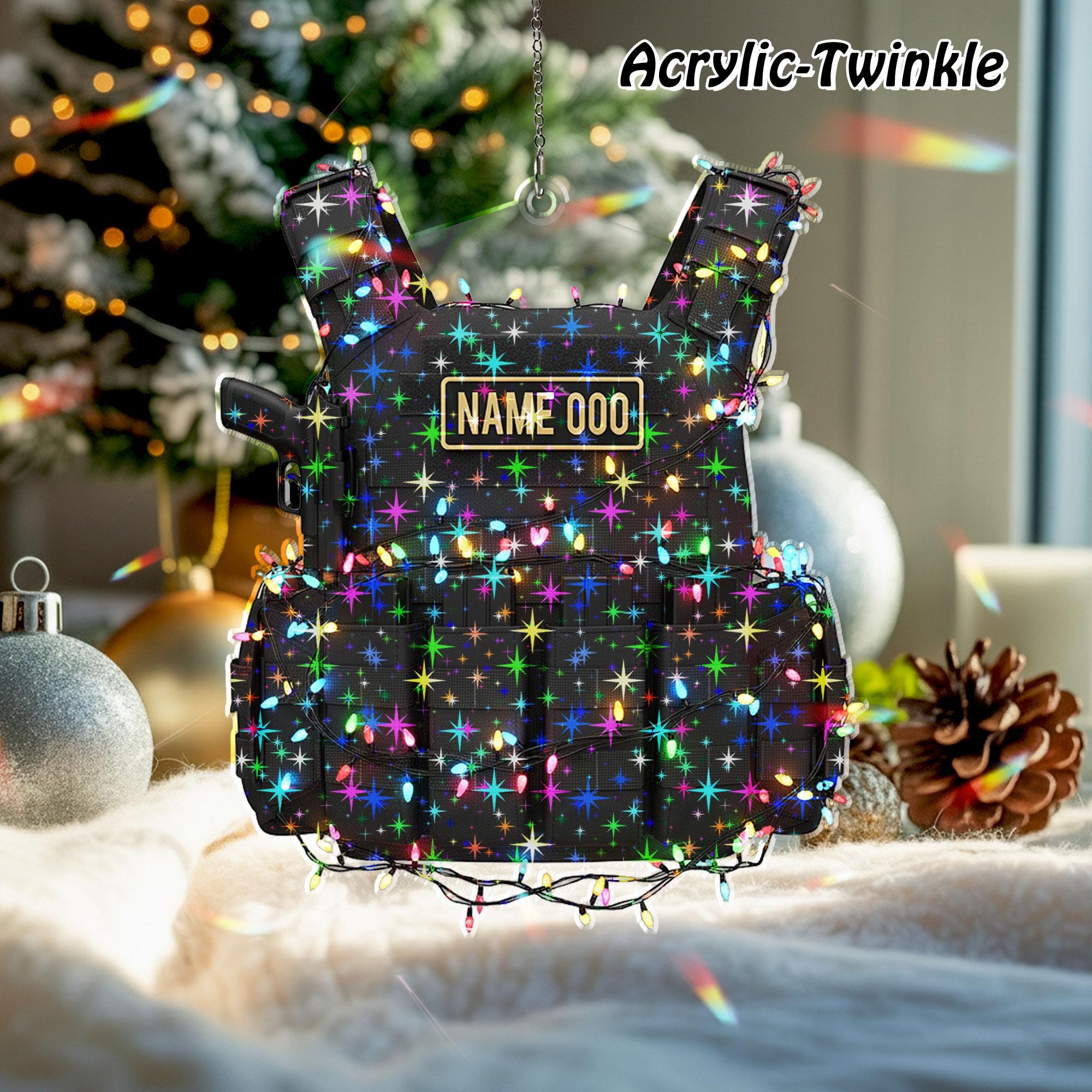 Personalized Tactical Vest With Lights Ornament, Custom Military Gift ...