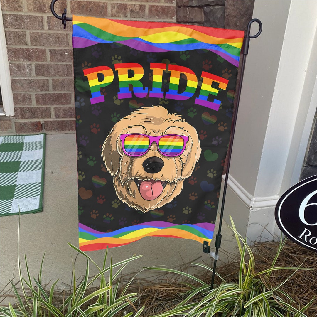 LGBT Goldendoodle Dog Flag, Gay Pride Rainbow Lgbtqgarden Flag, Dog ...