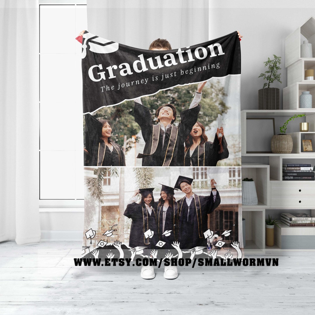 Graduate Photo Blanket, Photos Blanket for Collage Graduation Gift ...
