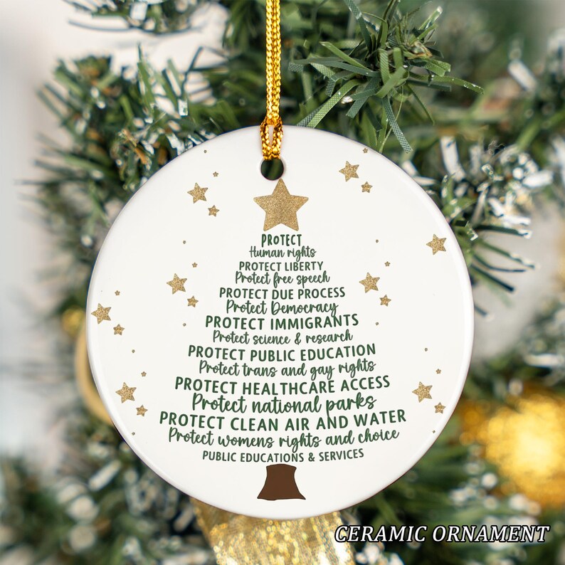Protect Democracy Christmas Tree Ornament, Social Justice Holiday ...