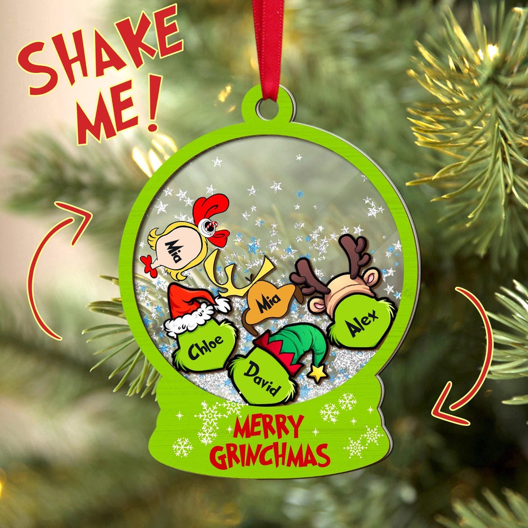 Personalized Family Christmas Ornament, Family Name Shaker Ornament ...