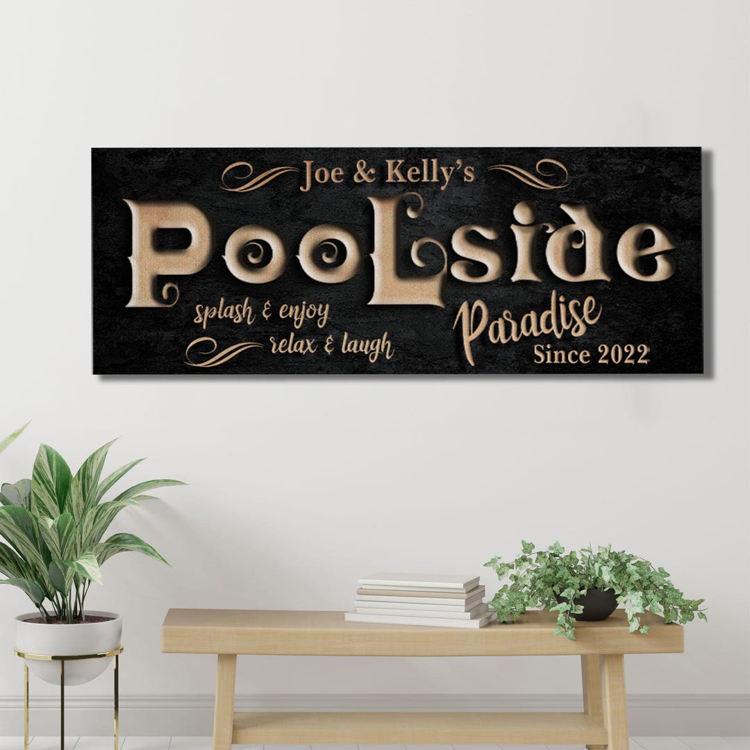Custom Name Poolside Sign, Personalized Sign for Pool Bar Patio Decor ...