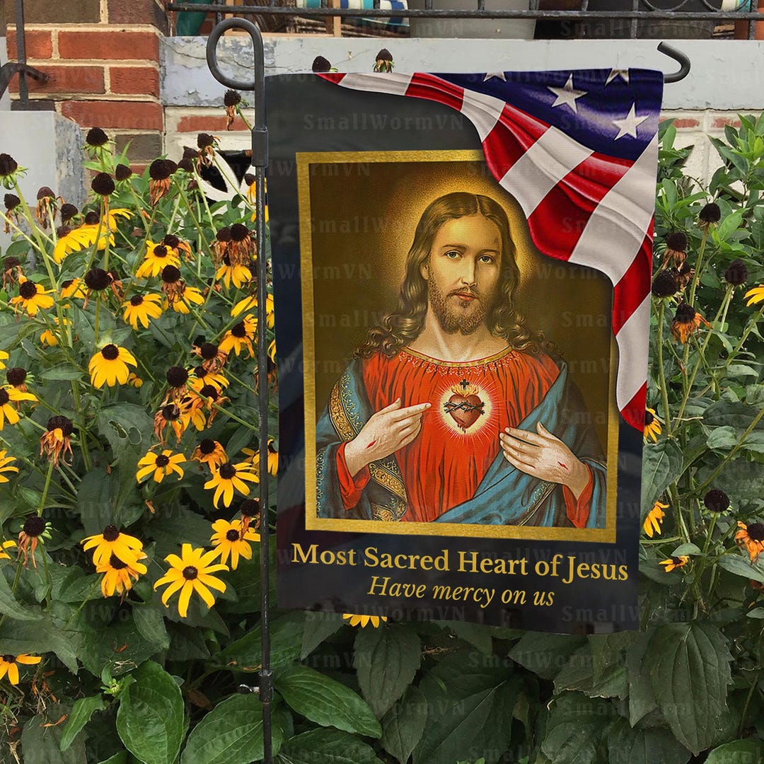Most Sacred Heart of Jesus Flag, Jesus Cross Flag, Jesus Life Decor ...
