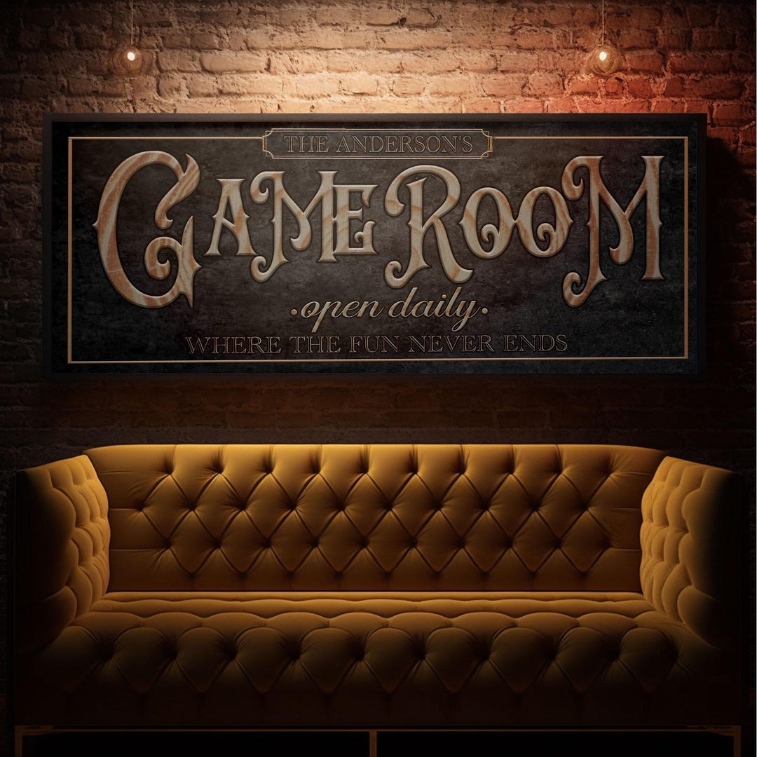 Personalized Game Room Sign, Custom Game Room Family Last Name Sign ...