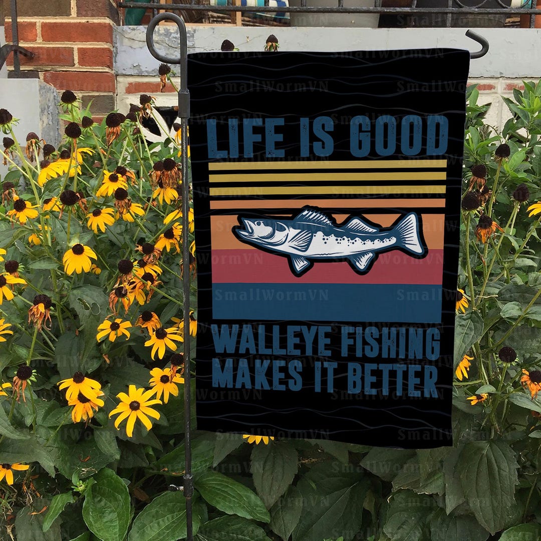 Freshwater Fish Walleye Flag, Lake Cabin Decoration, Yard Welcome ...